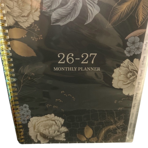 Office | Floral Monthly Planner With Gold Accents 8x1 Newstill In ...